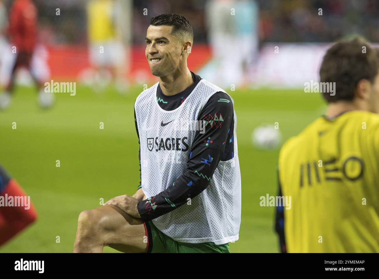Football match, Cristiano RONALDO CR7 Portugal kneeling during pre ...