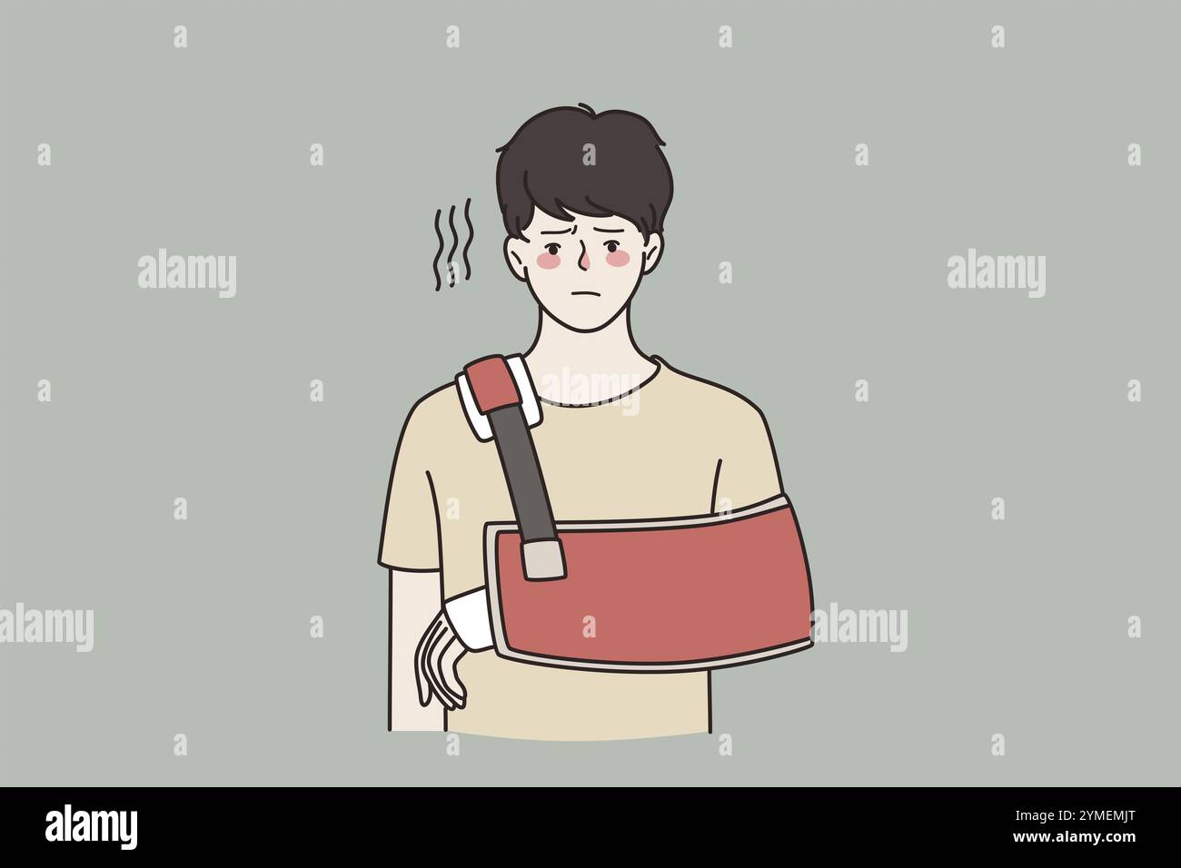 Injury and physical problem concept. Young sad frustrated man cartoon ...