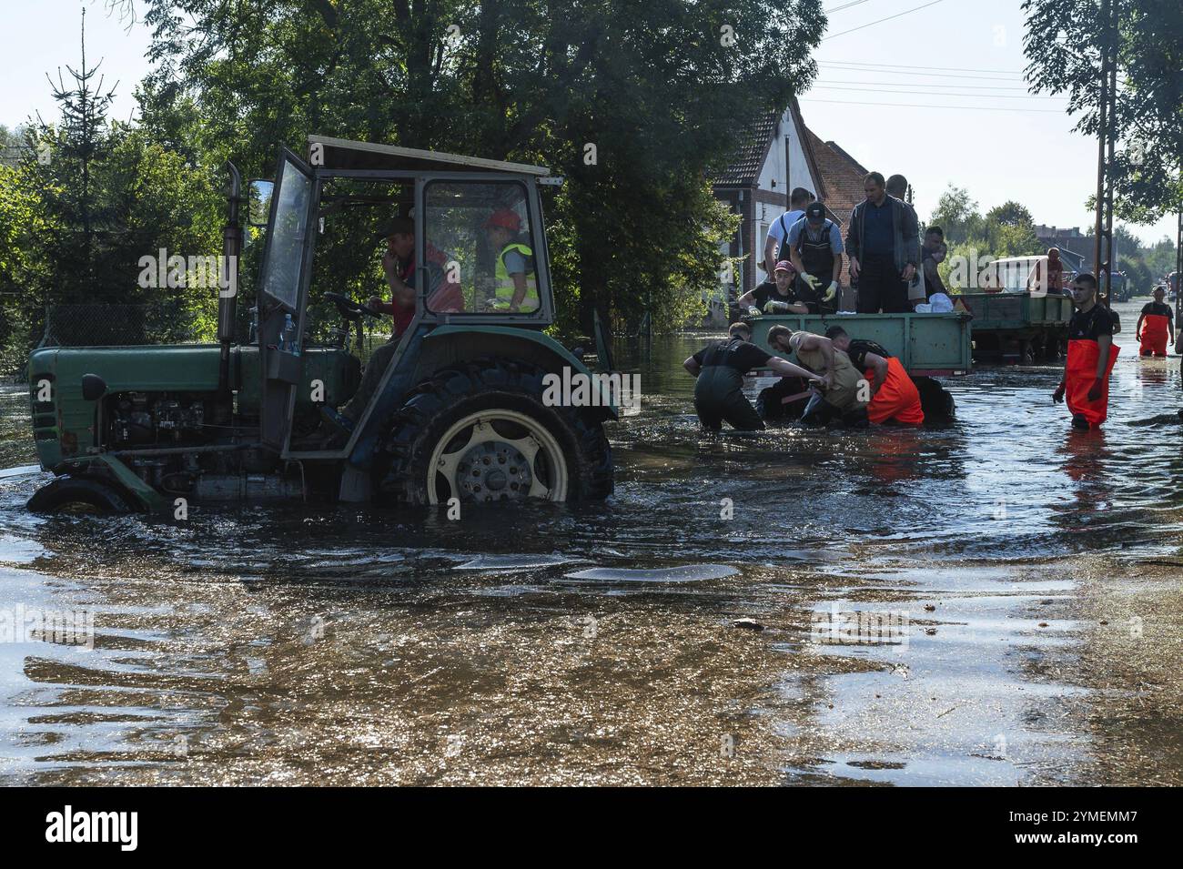 SCINAWA. POLAND - SEPTEMBER 21, 2024: Flood caused by heavy rainfall ...