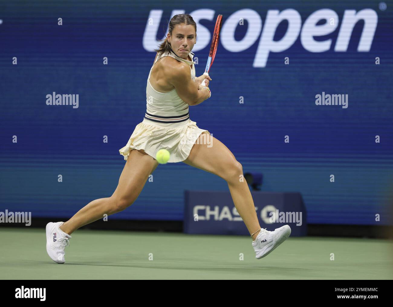 Tennis player Emma Navarro in action at the US Open 2024 Championships ...