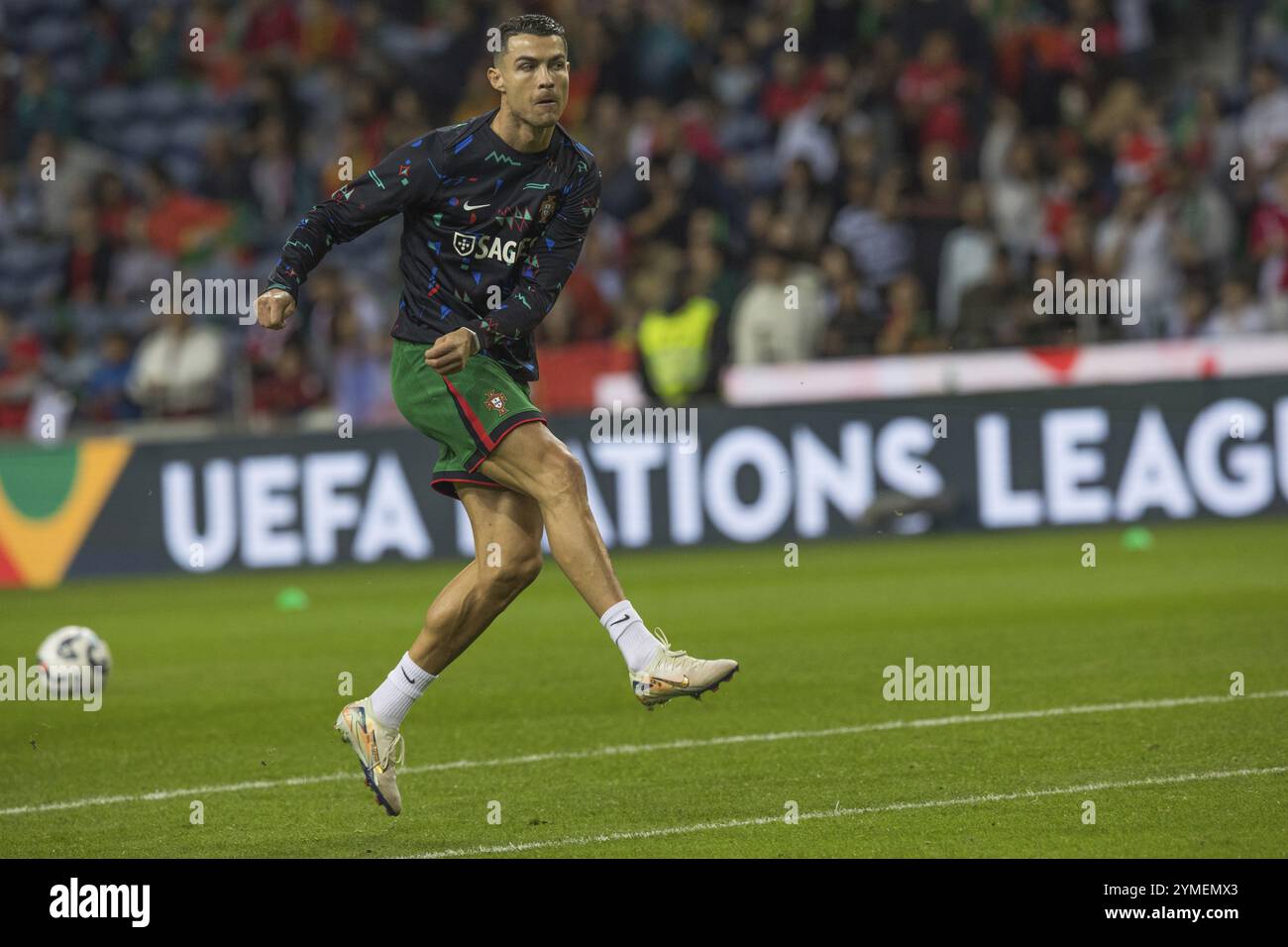 Football match, Cristiano RONALDO CR7 Portugal warming up in front of ...
