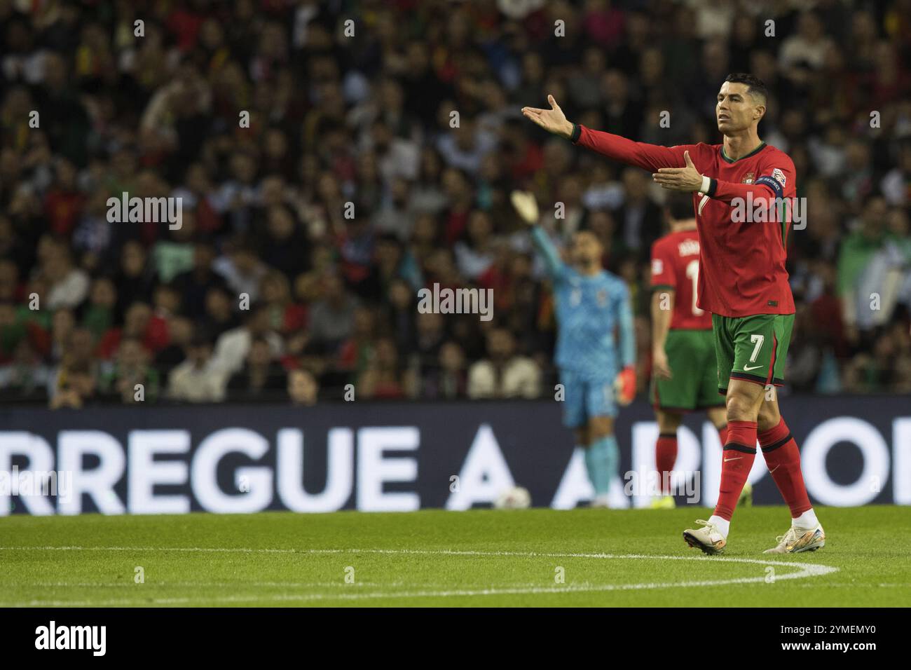 Football match, captain Cristiano RONALDO CR7 Portugal right with both ...