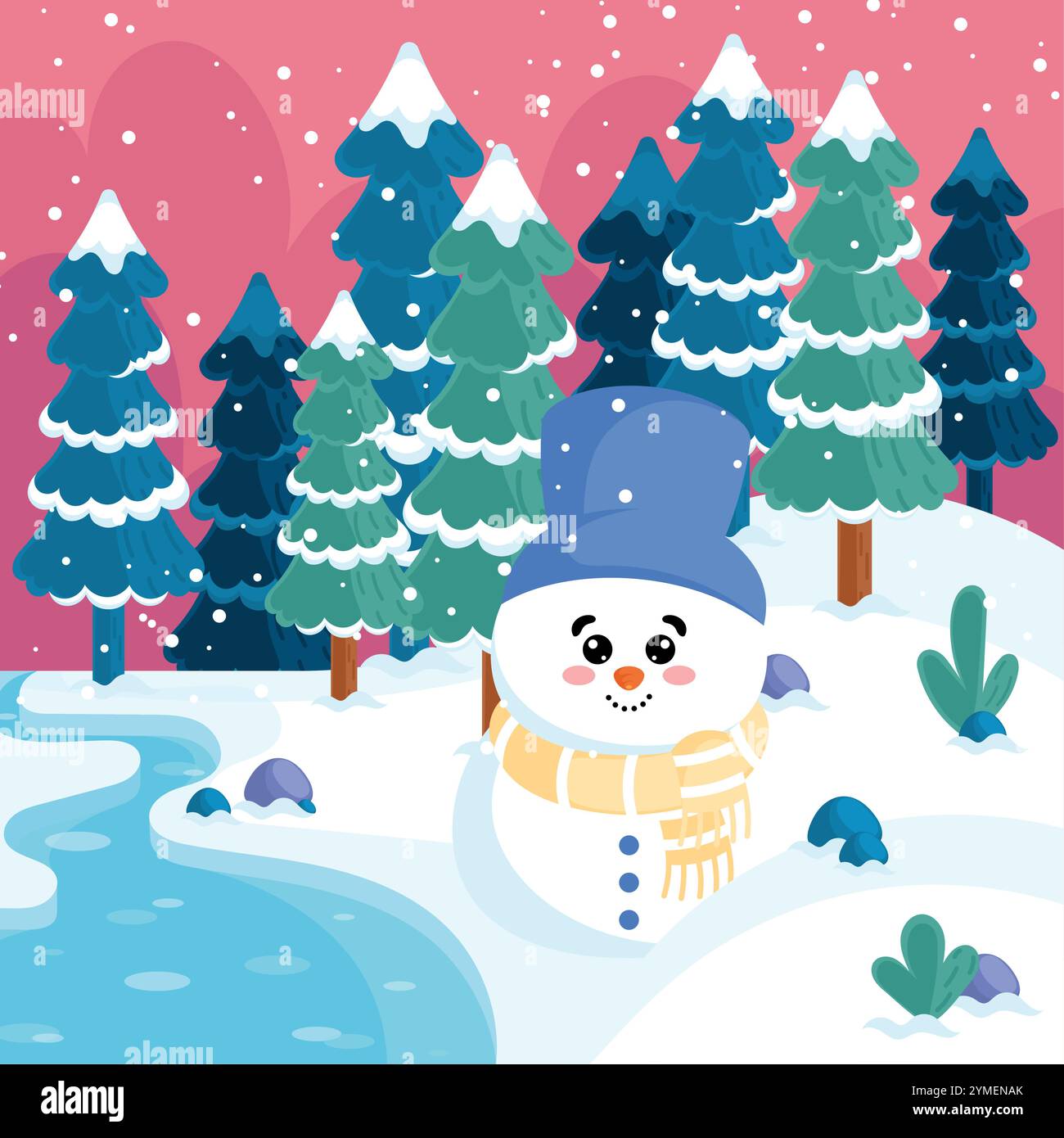 River in winter snowy winter Stock Vector Images - Alamy