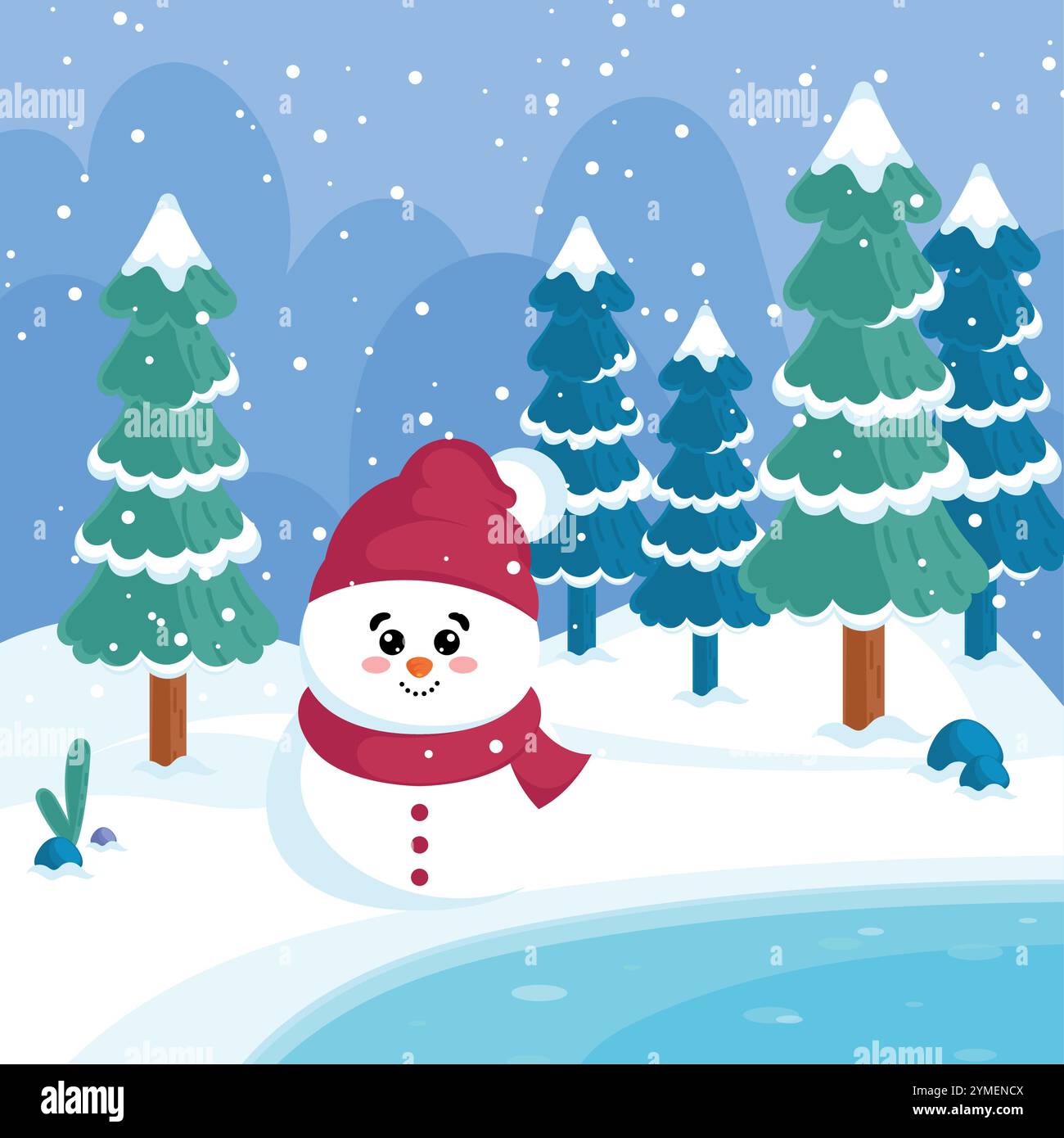 Happy snowman in frosty Stock Vector Images - Alamy
