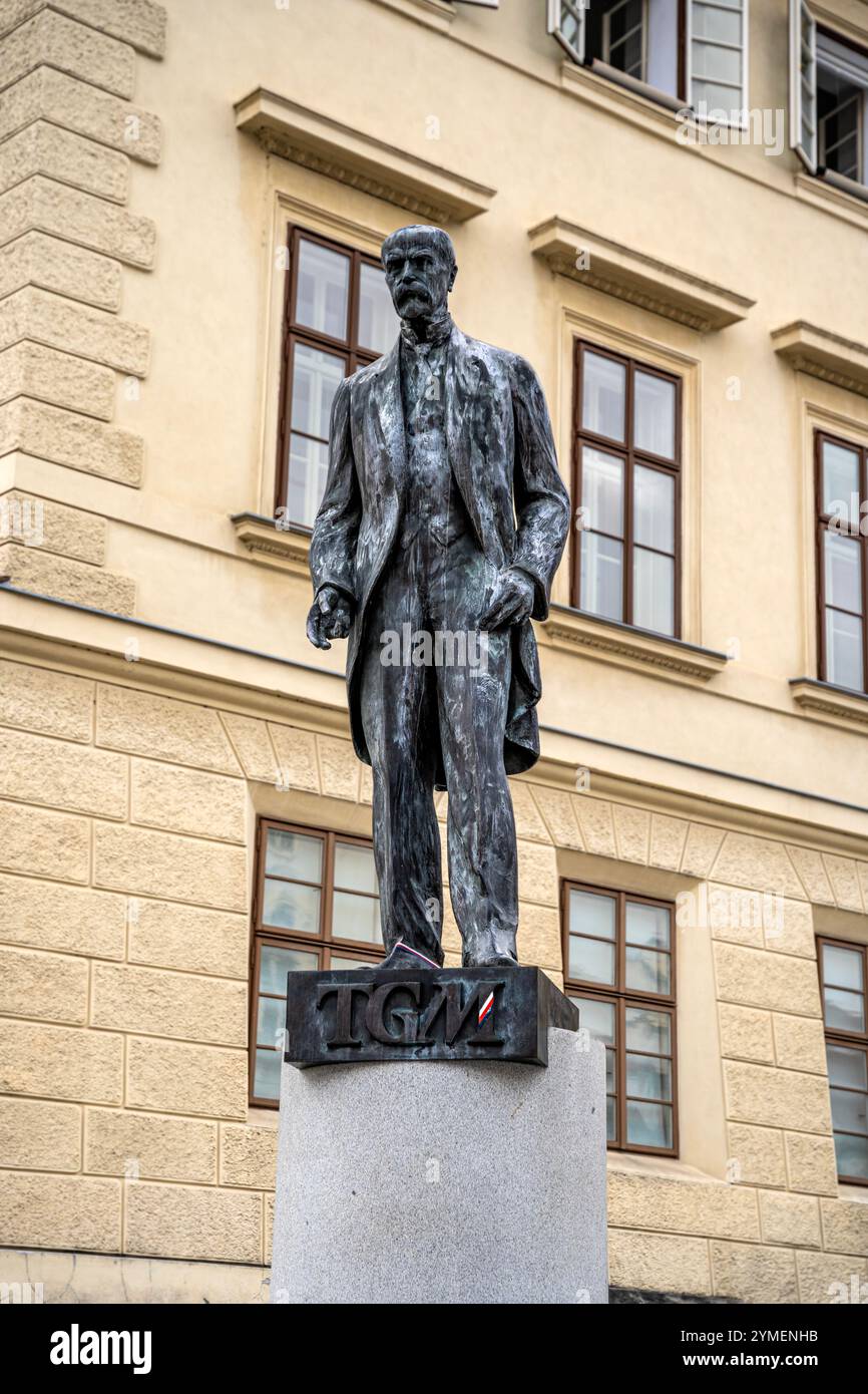 Bronze statue of Tomas Garrigue Masaryk, statesman and first president ...