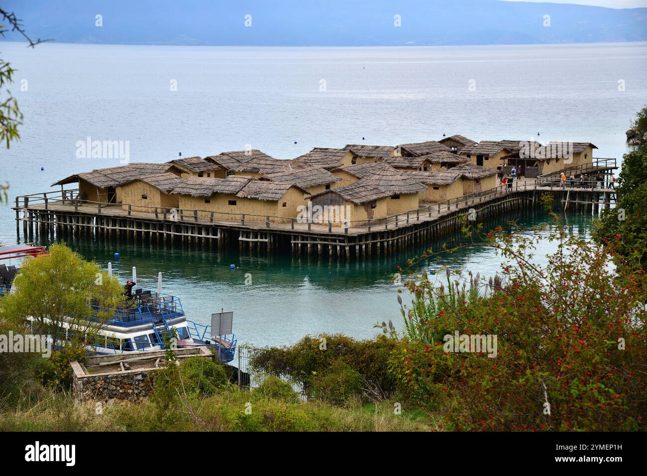 The Bay of Bones Museum in Ohrid, Macedonia, is a replica of a water ...