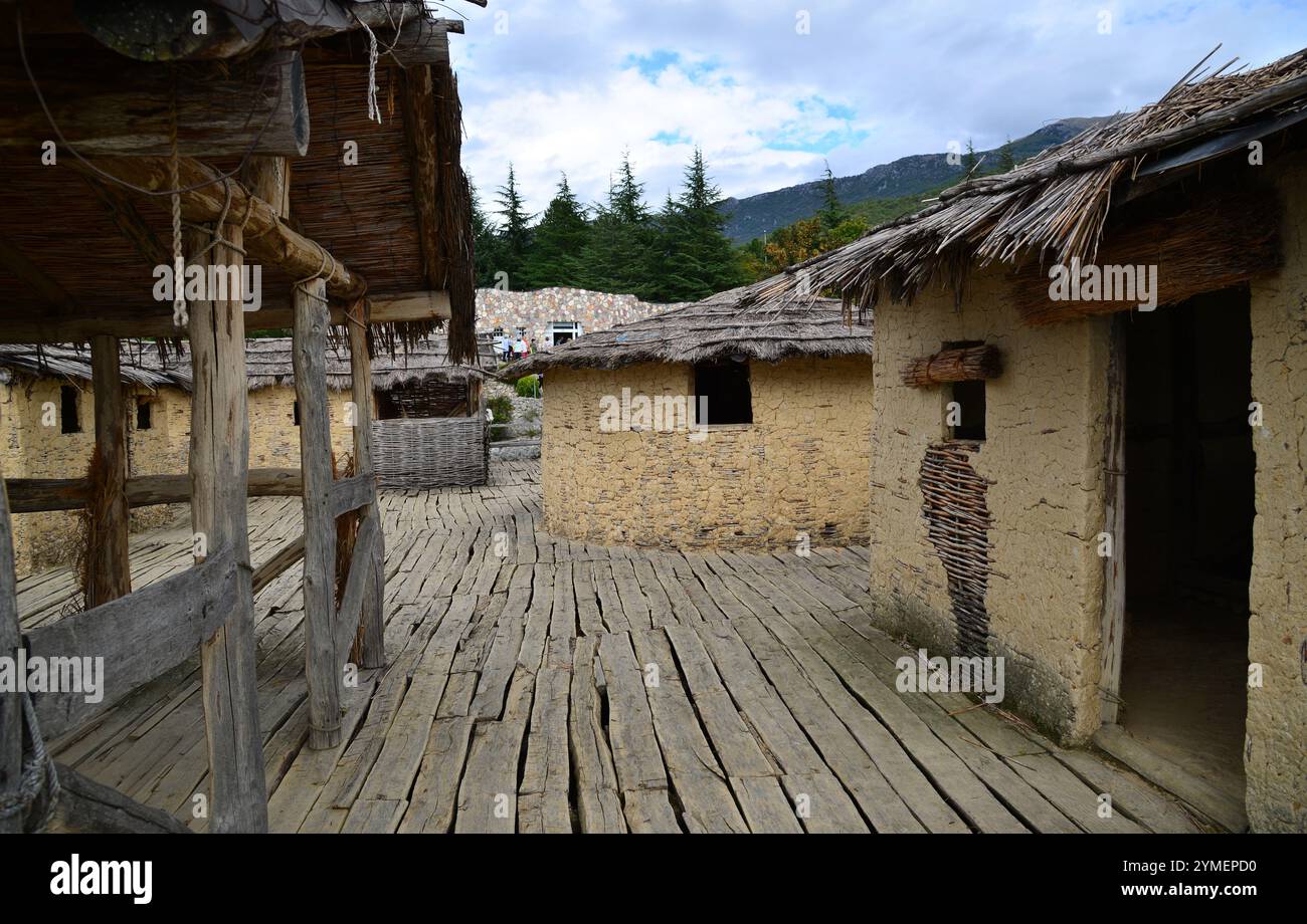 The Bay of Bones Museum in Ohrid, Macedonia, is a replica of a water ...