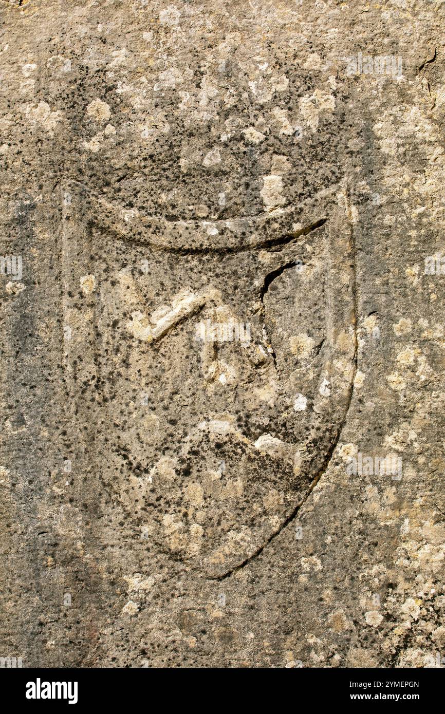 ancient signs carved on columns in an ancient Christian church Stock ...