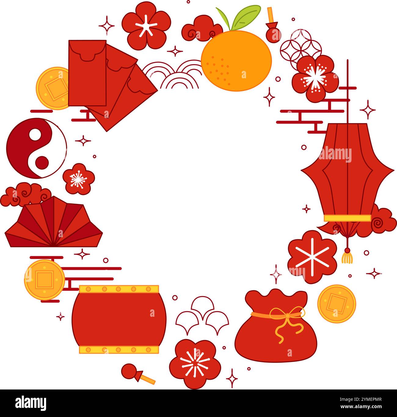 Chinese orange flower Stock Vector Images - Alamy