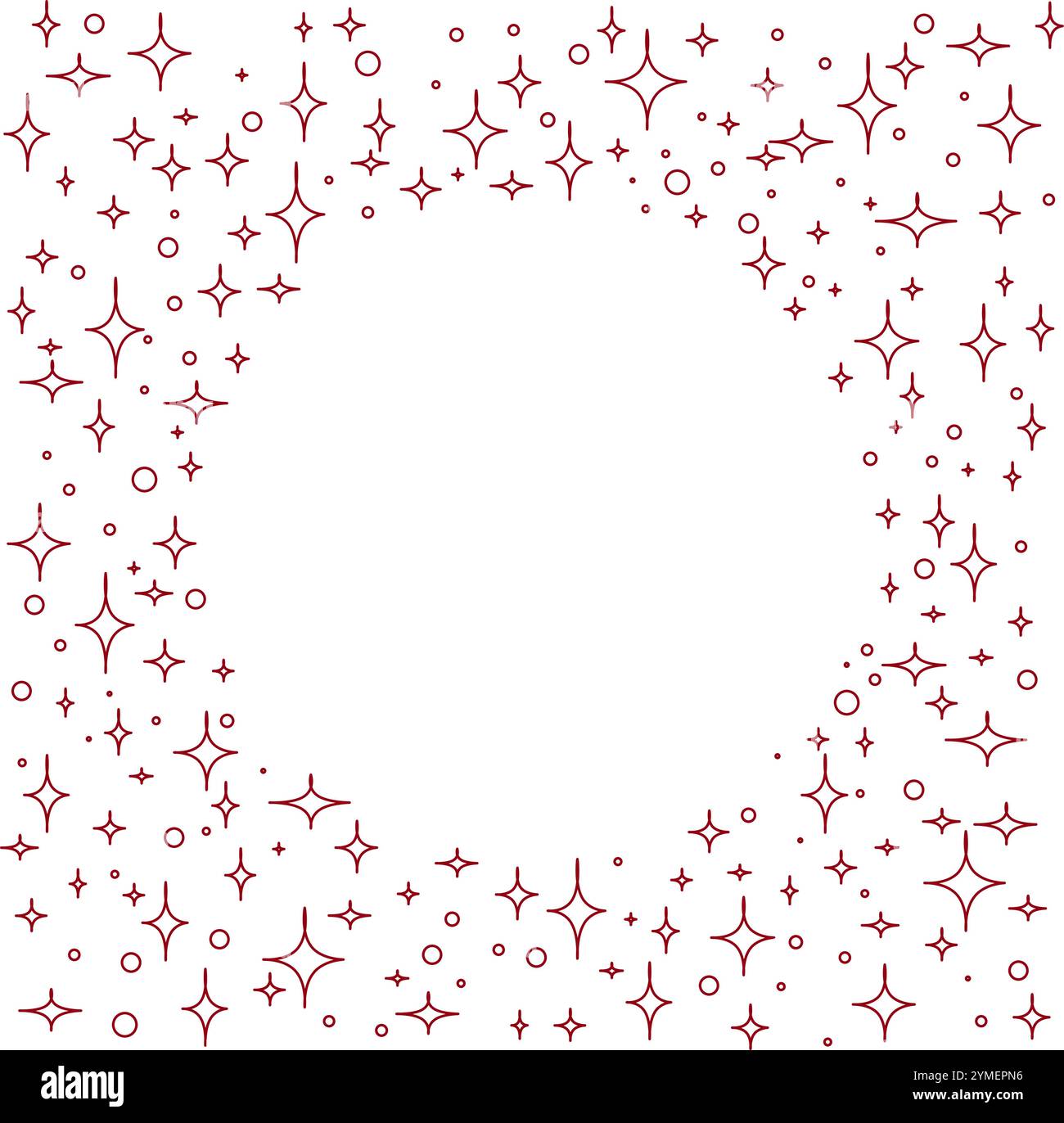 Round circle frame with shiny sparcles and stars. Template with space ...