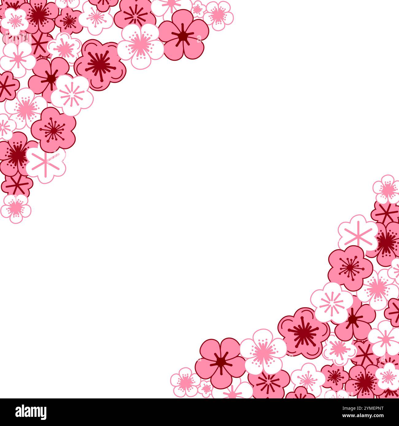 Background of cherry blossoms in full bloom and petals. graphic vector ...