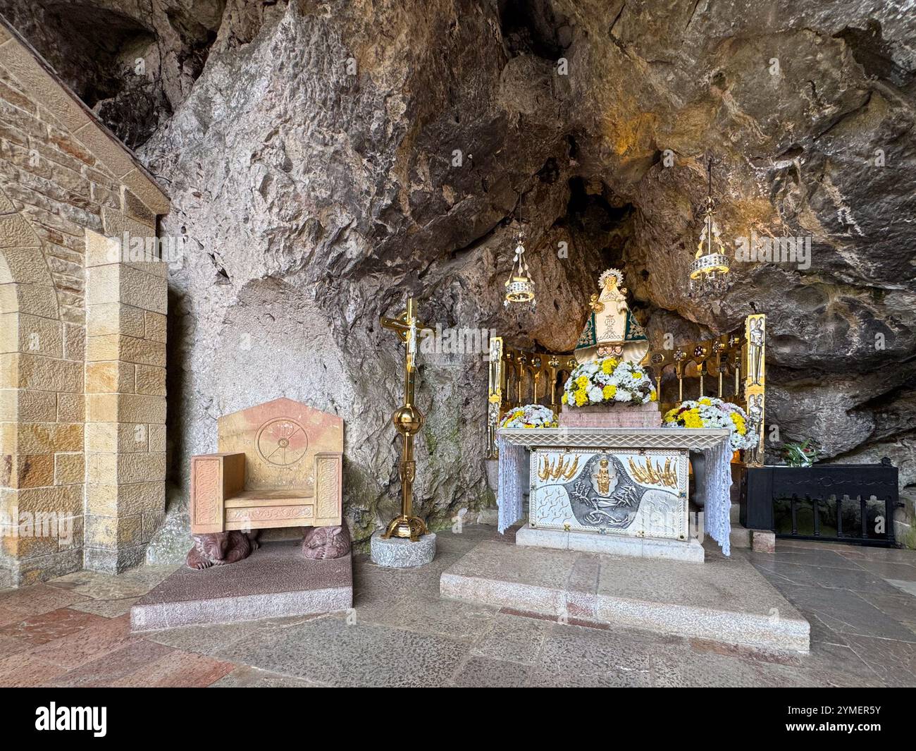 Shrine of La Santina (or Our Lady of Covadonga) in the sanctuary of the ...