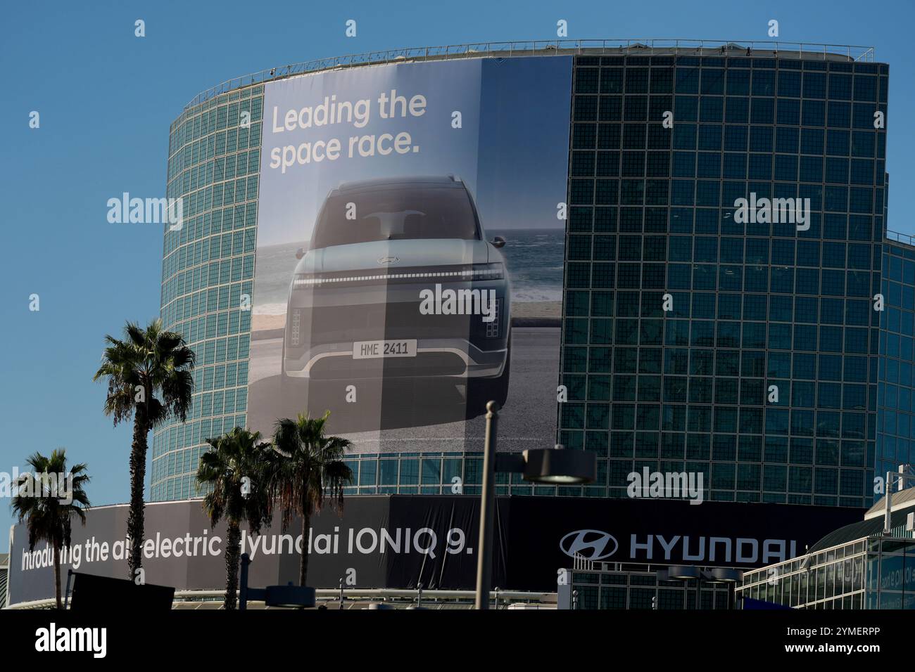 A billboard shows the Hyundai Ioniq 9 at the AutoMobility LA Auto Show ...