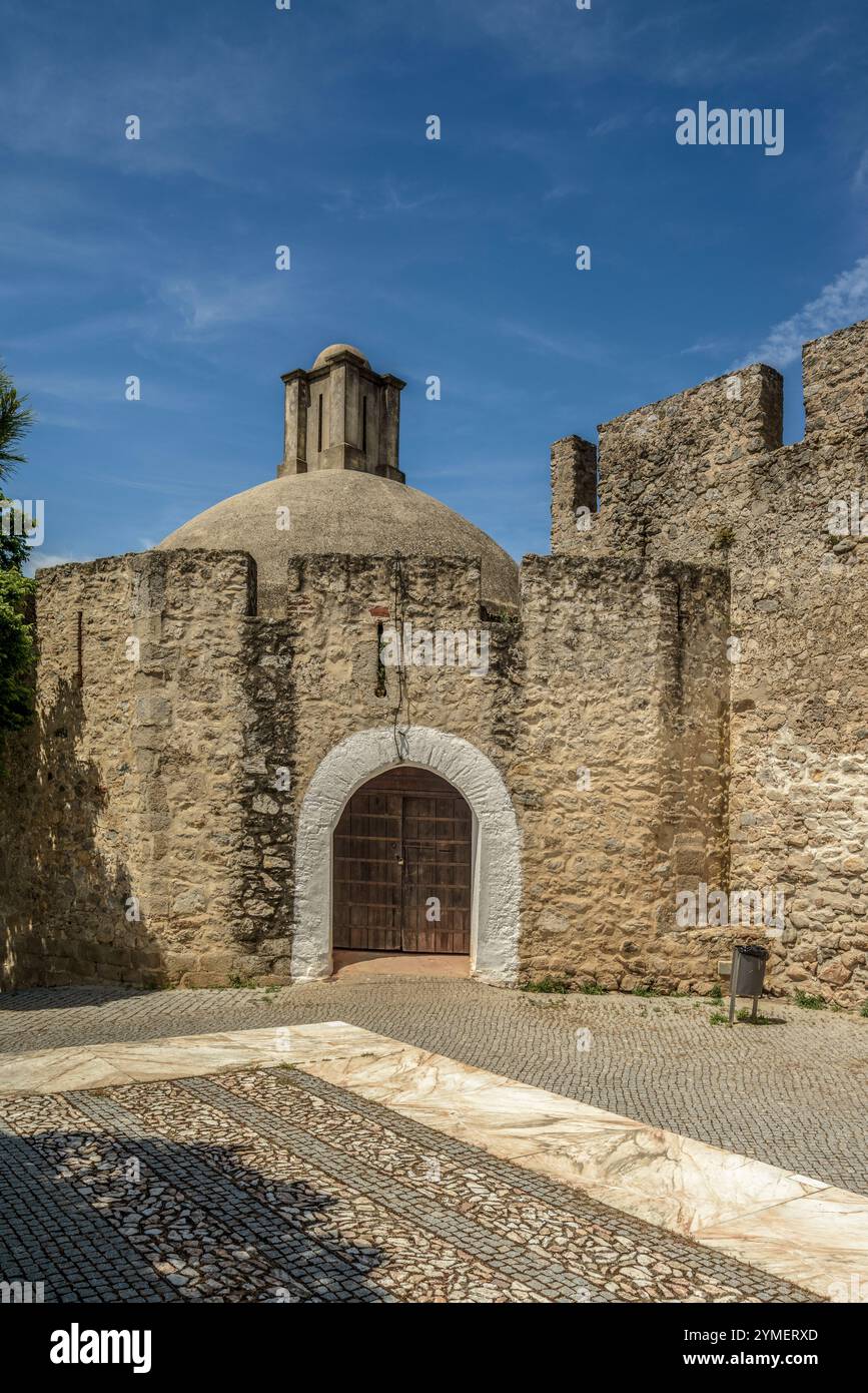 Outer wall and hexagonal tower with hemispherical dome of the Castle of ...