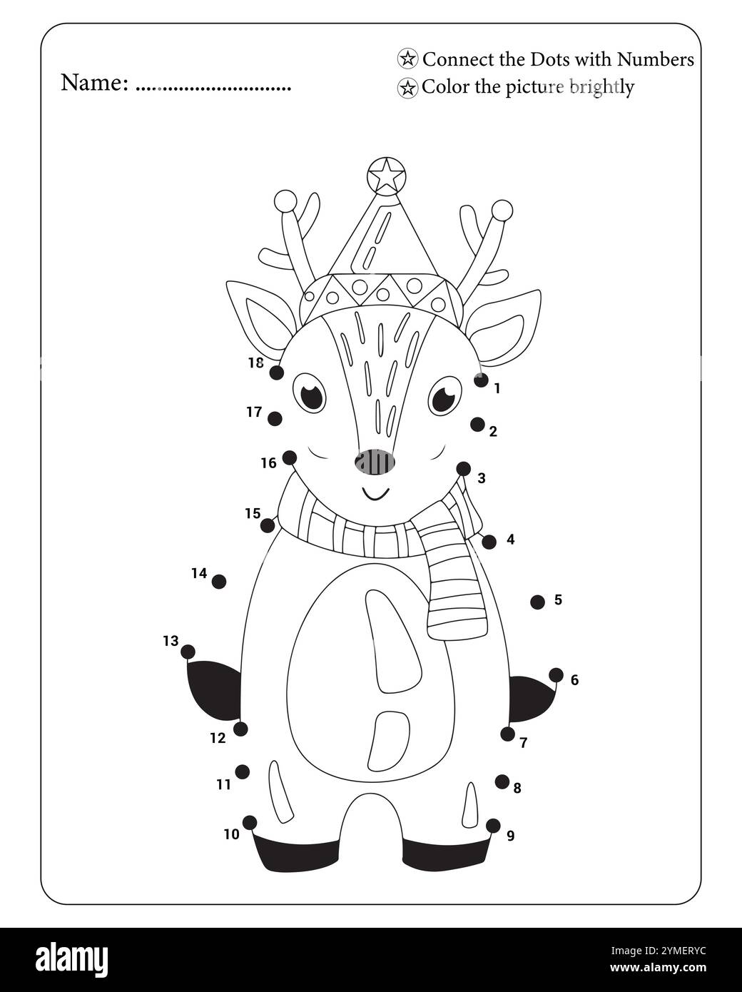 Christmas Dot To Dot Coloring Pages for kids Stock Vector Image & Art ...