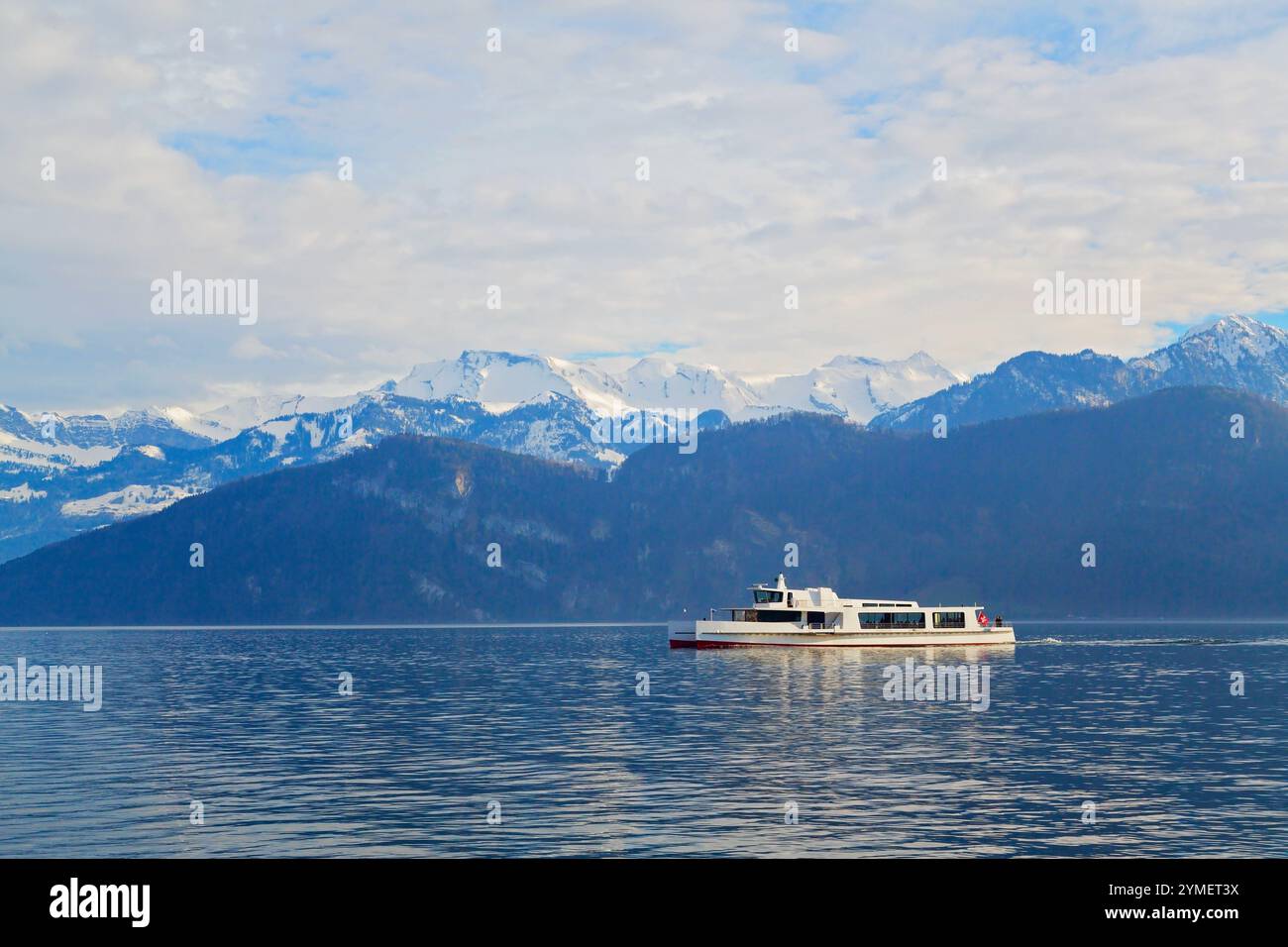 Panoramic view of Weggis Village on Lake Lucerne in swiss Alps, Swiss Alps, Switzerland Stock ...