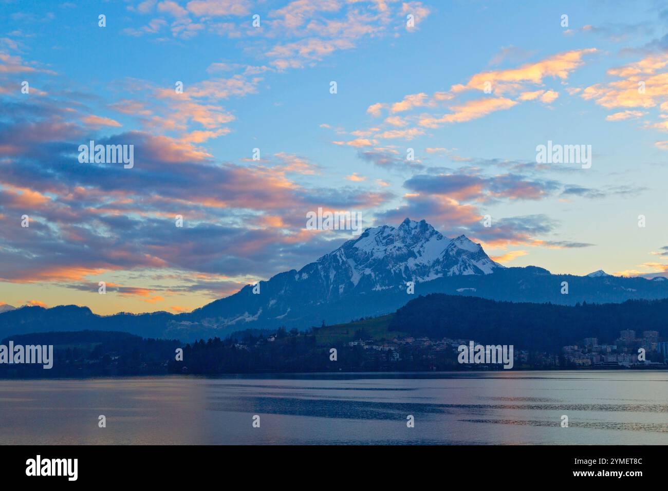 Panoramic View of Lake Lucerne with Mount Pilatus, Swiss Alps, Switzerland Stock Photo - Alamy