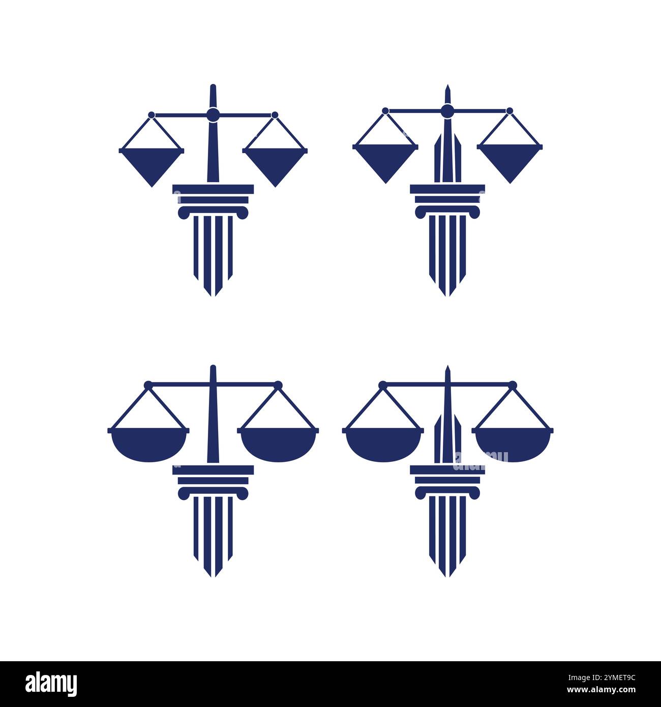 Law office logo set with scales of justice, illustrations. Vector ...