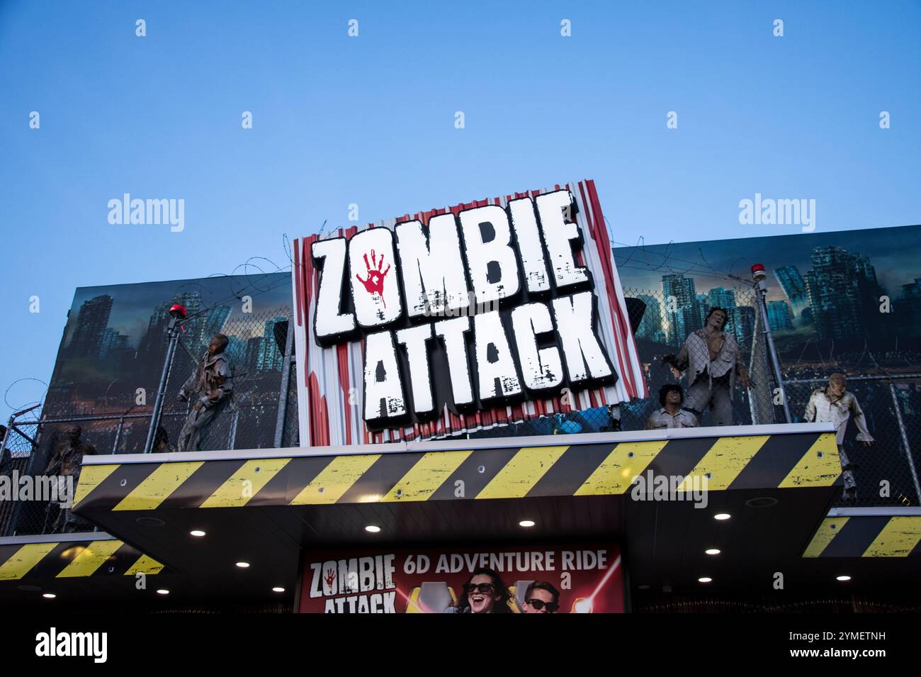 Zombie Attack sign on Clifton Hill in Niagara Falls, Ontario, Canada ...