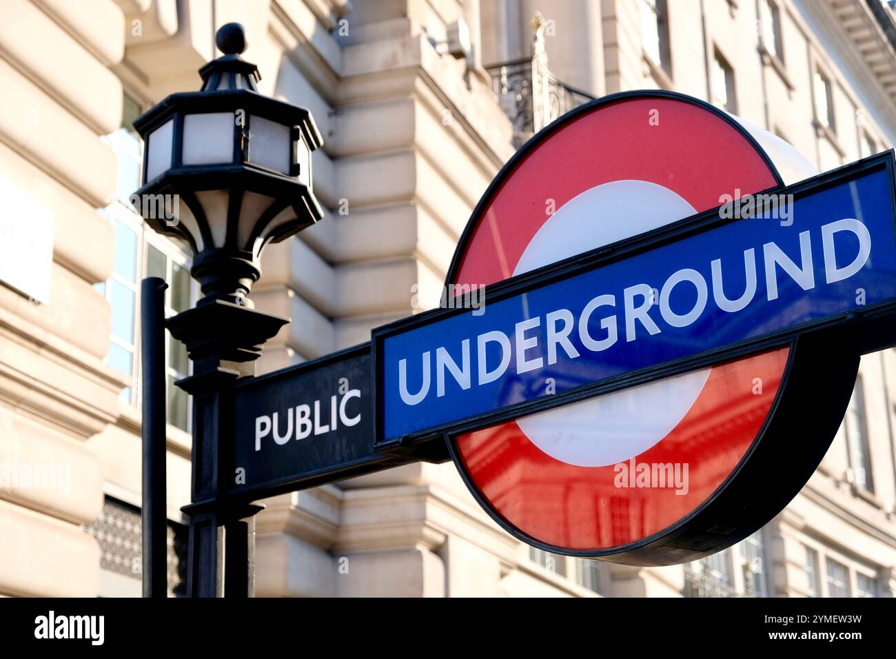 Sign above the entrance to Piccadilly Circus Underground Station and ...