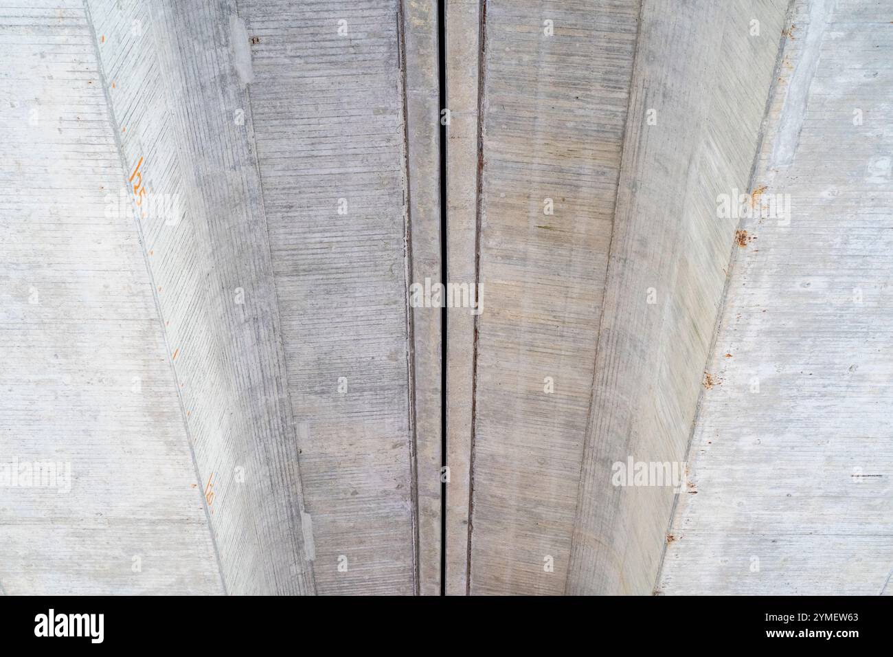 Close-up of concrete structure of highway bridge. Concept of giant ...
