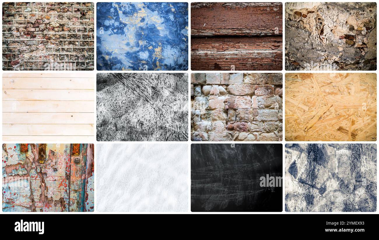collage of different textural backgrounds Stock Photo - Alamy