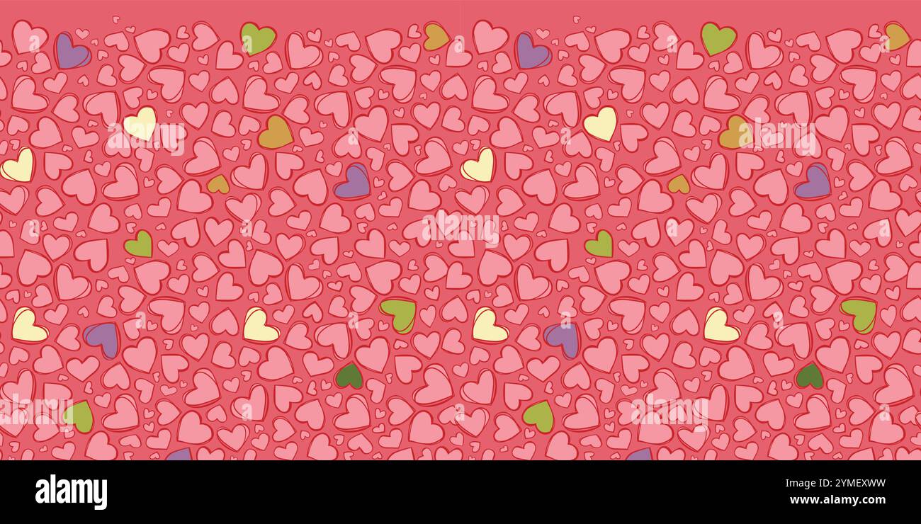 Vector light red heart horizontal pattern. Suitable for posters and ...