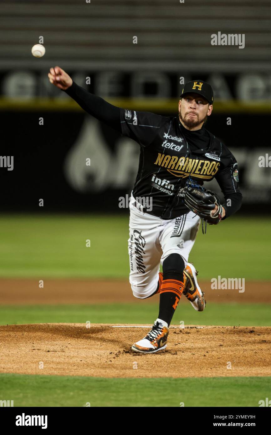 HERMOSILLO, MEXICO - NOVEMBER 20: Wilmer Rios, starting pitcher for the Naranjeros de Hermosillo ...