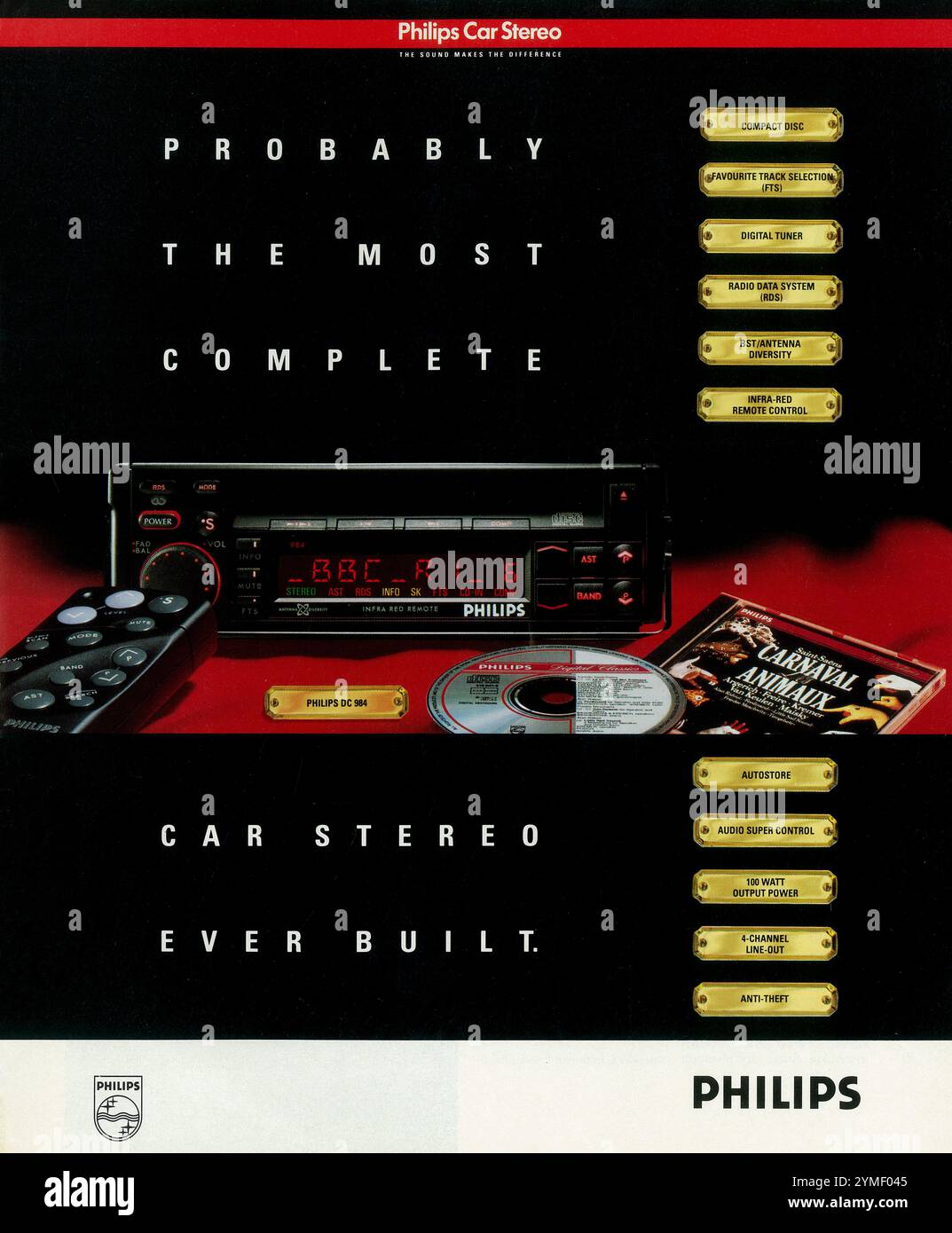 1990 Philips Car Stereo System CD Ad - "Probably The Most Complete Car ...