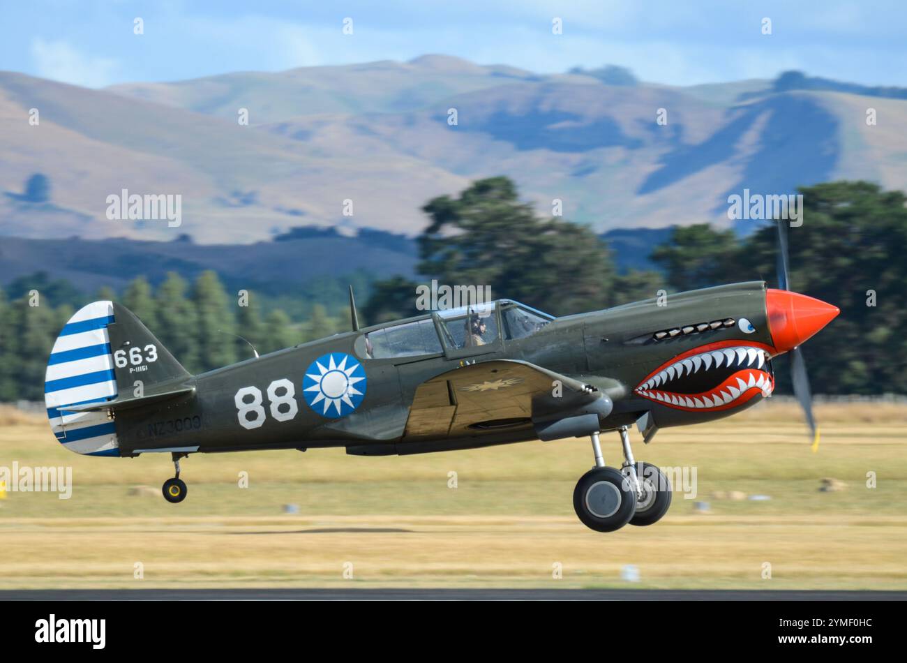 Curtiss P-40 Warhawk second world war fighter plane with shark mouth ...