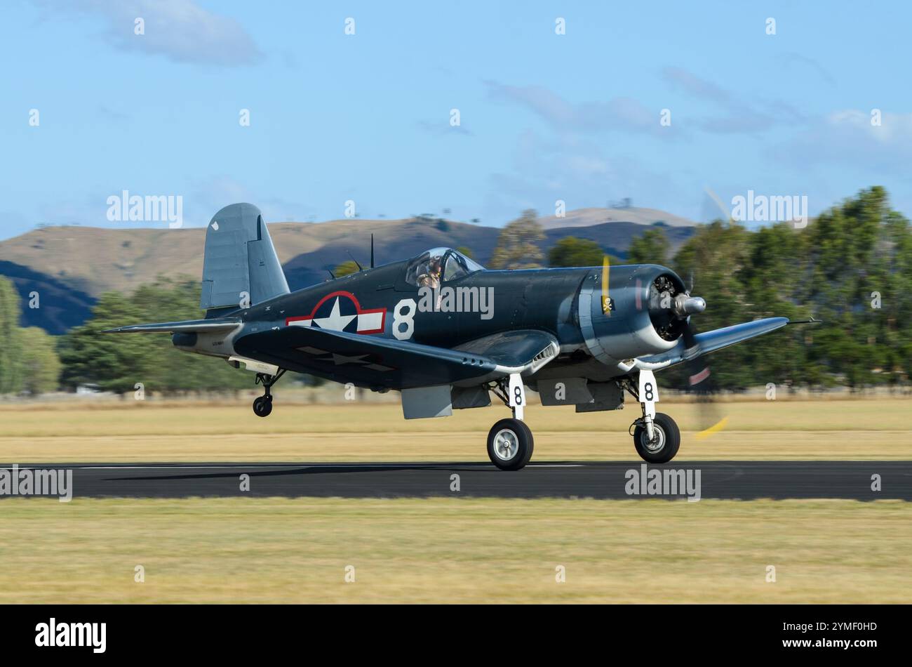 Vought F-4U Corsair fighter plane at Wings over Wairarapa airshow, Hood ...