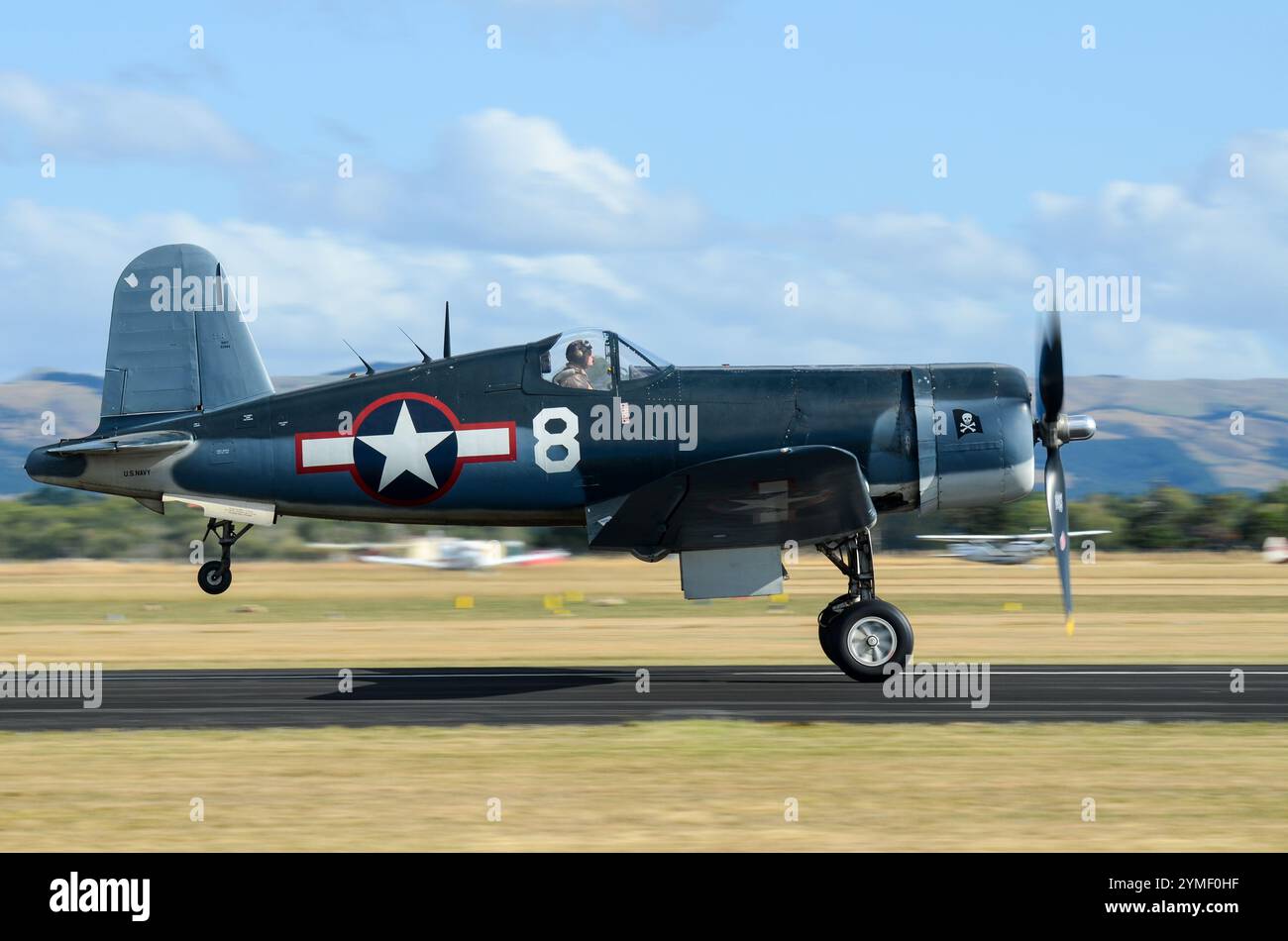 Vought F-4U Corsair fighter plane at Wings over Wairarapa airshow, Hood ...