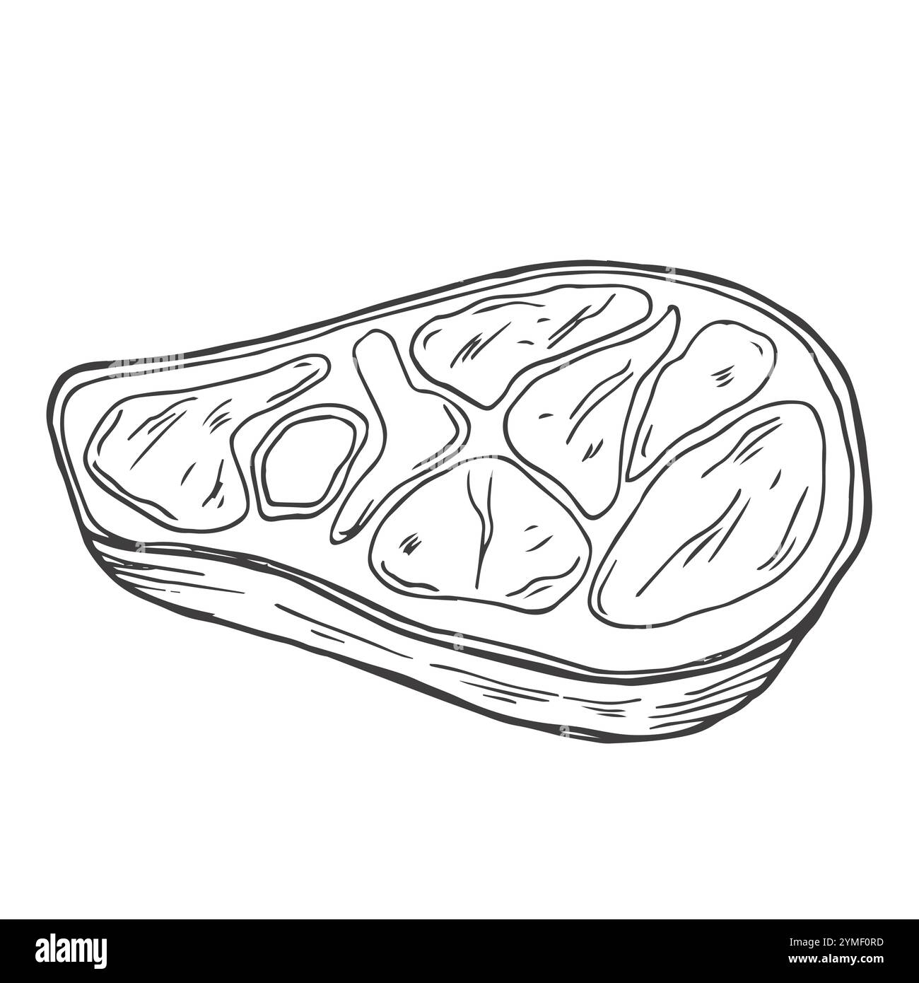 Sketch meat steak on white background. Hand drawn meat elements Retro ...