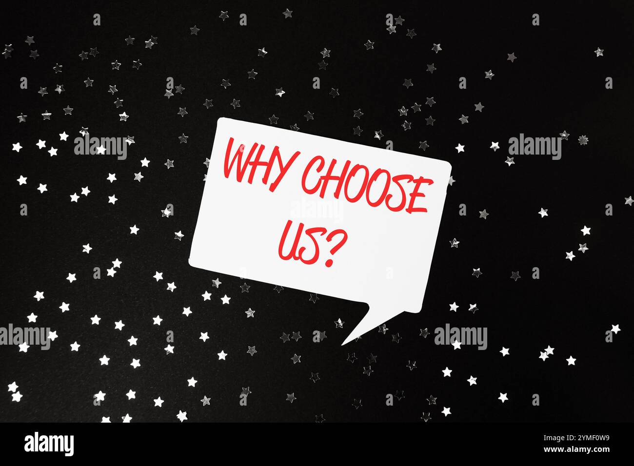 White sign with red letters that says Why choose us is surrounded by a ...