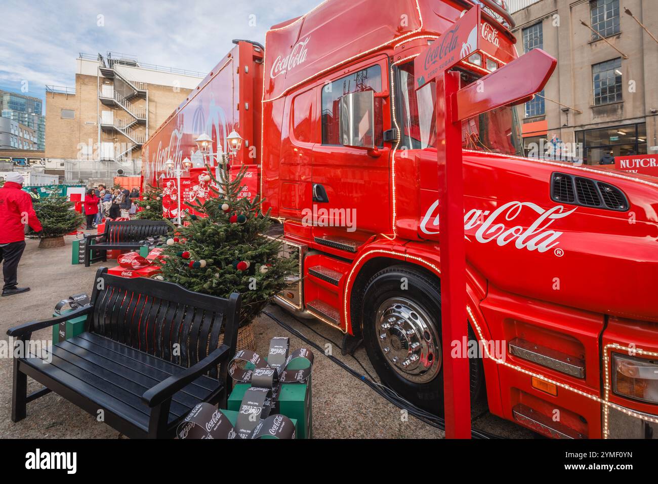 The iconic coca-cola christmas truck stops over in east London Stock ...