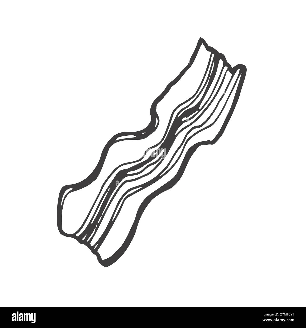 Bacon slices set. Hand drawn sketch style crispy food meat portion of ...