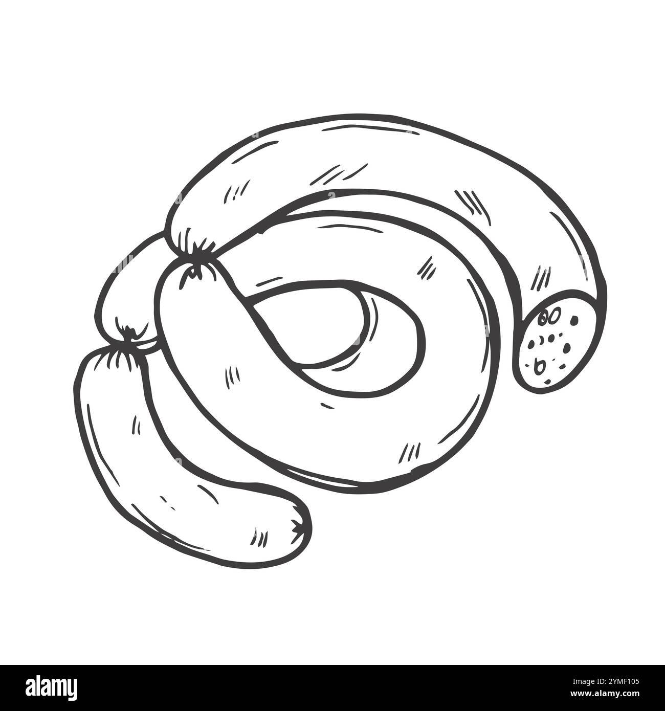 Sausages chain isolated bunch of meat food. Vector pork or beef ...