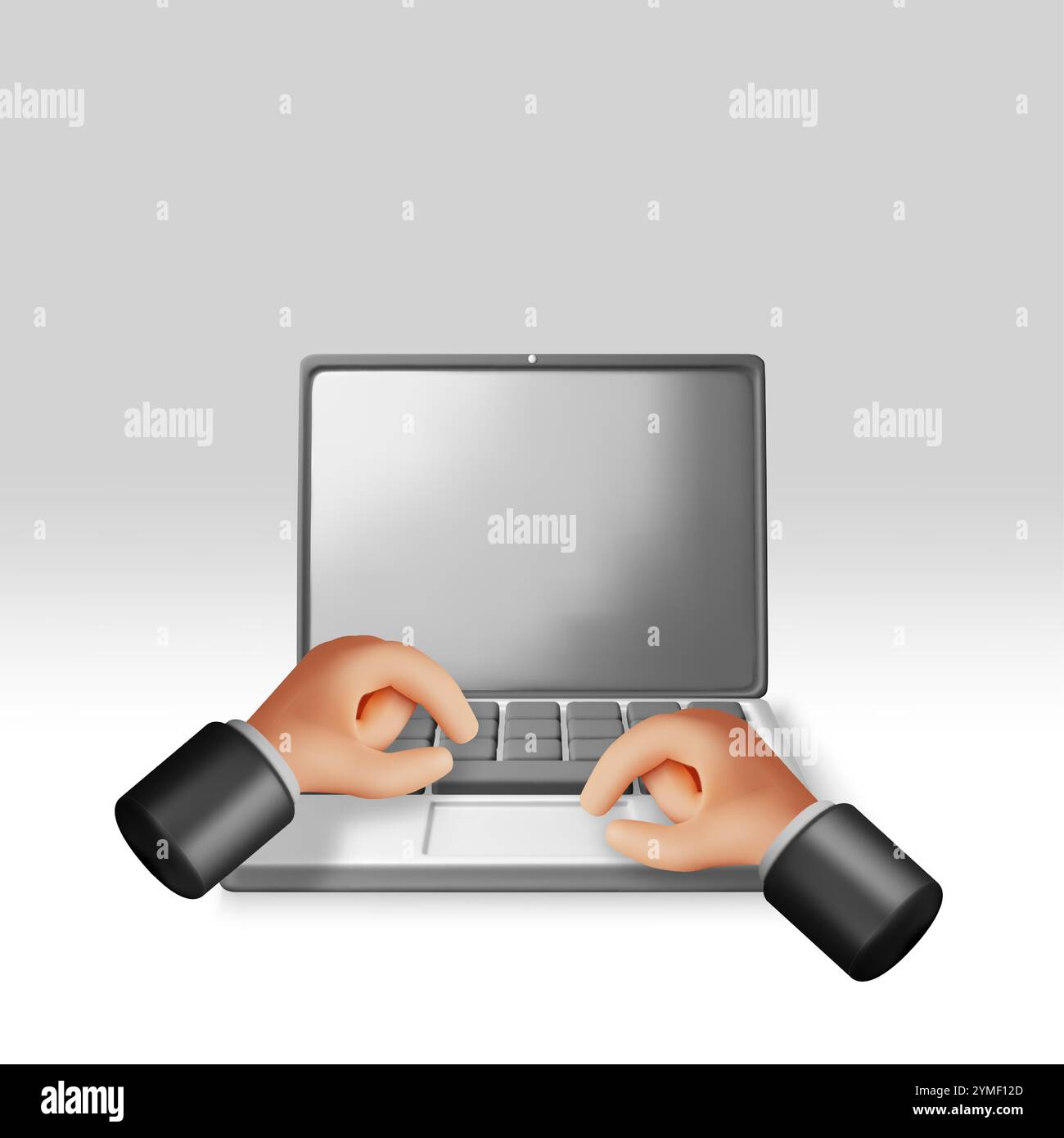 3D cartoon laptop computer and hands Stock Vector Image & Art - Alamy