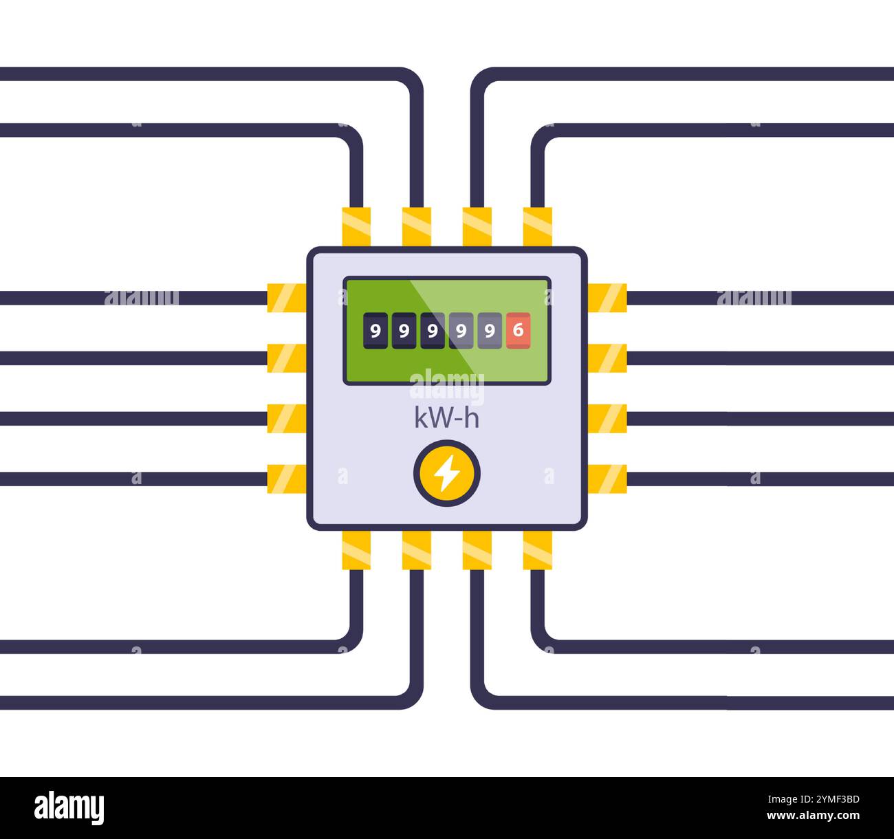 electrical wiring diagram. confusing electricity meter diagram Stock ...