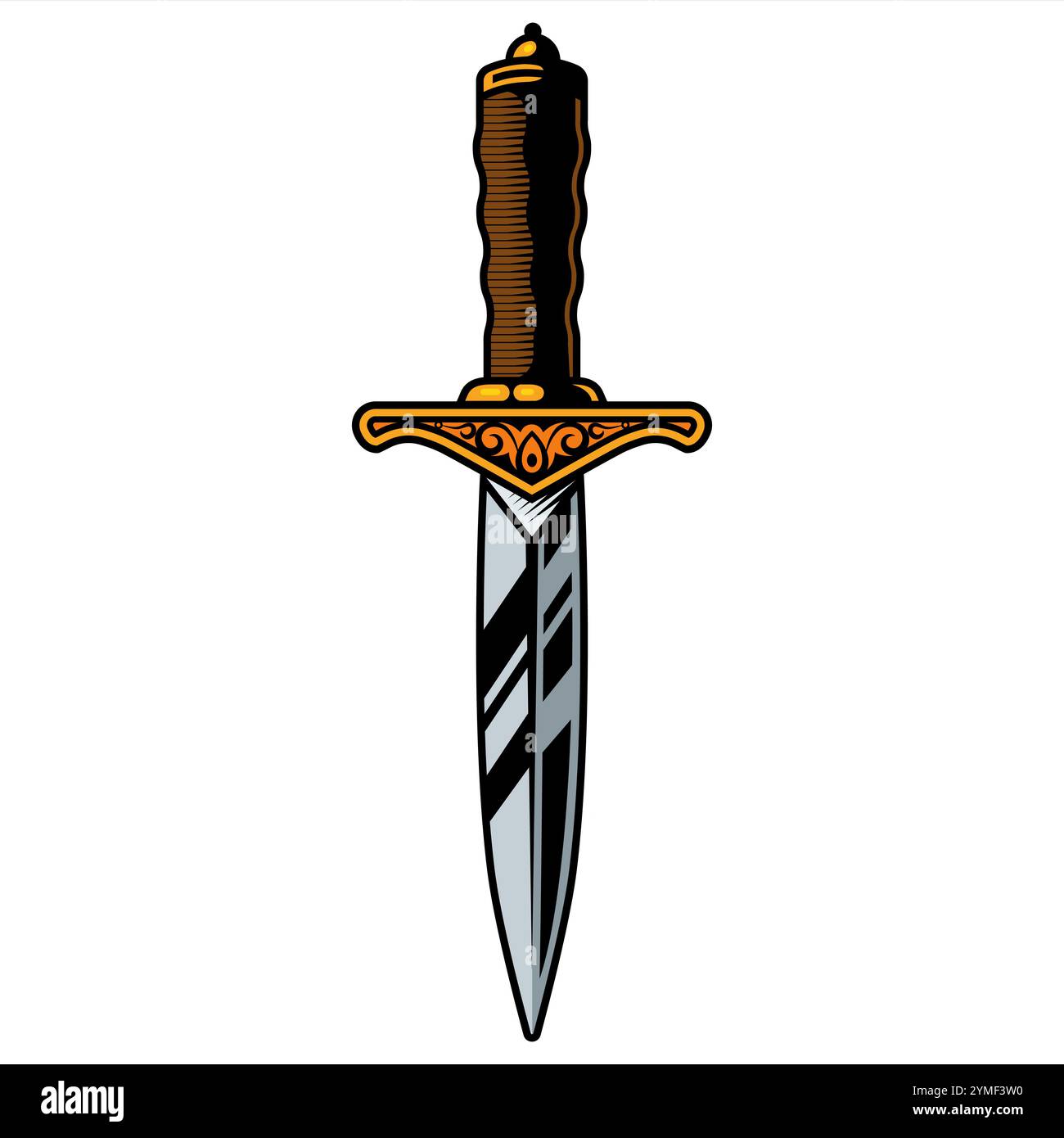 sharp knife dagger. black outline of the weapon Stock Vector Image ...