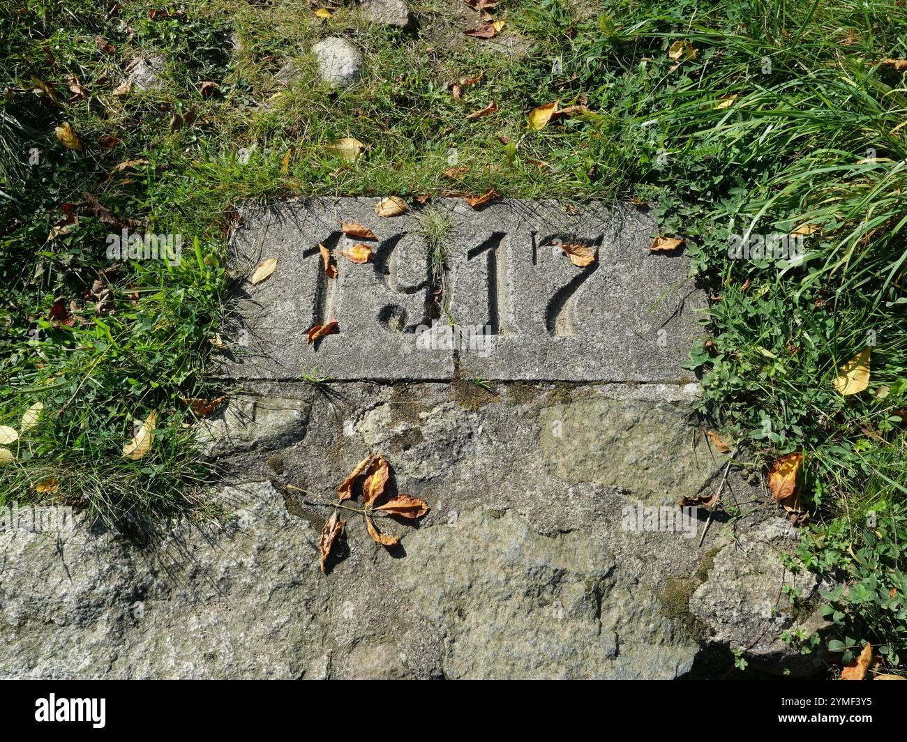 Stairs with the years of the First World War inscribed on them1917 ...