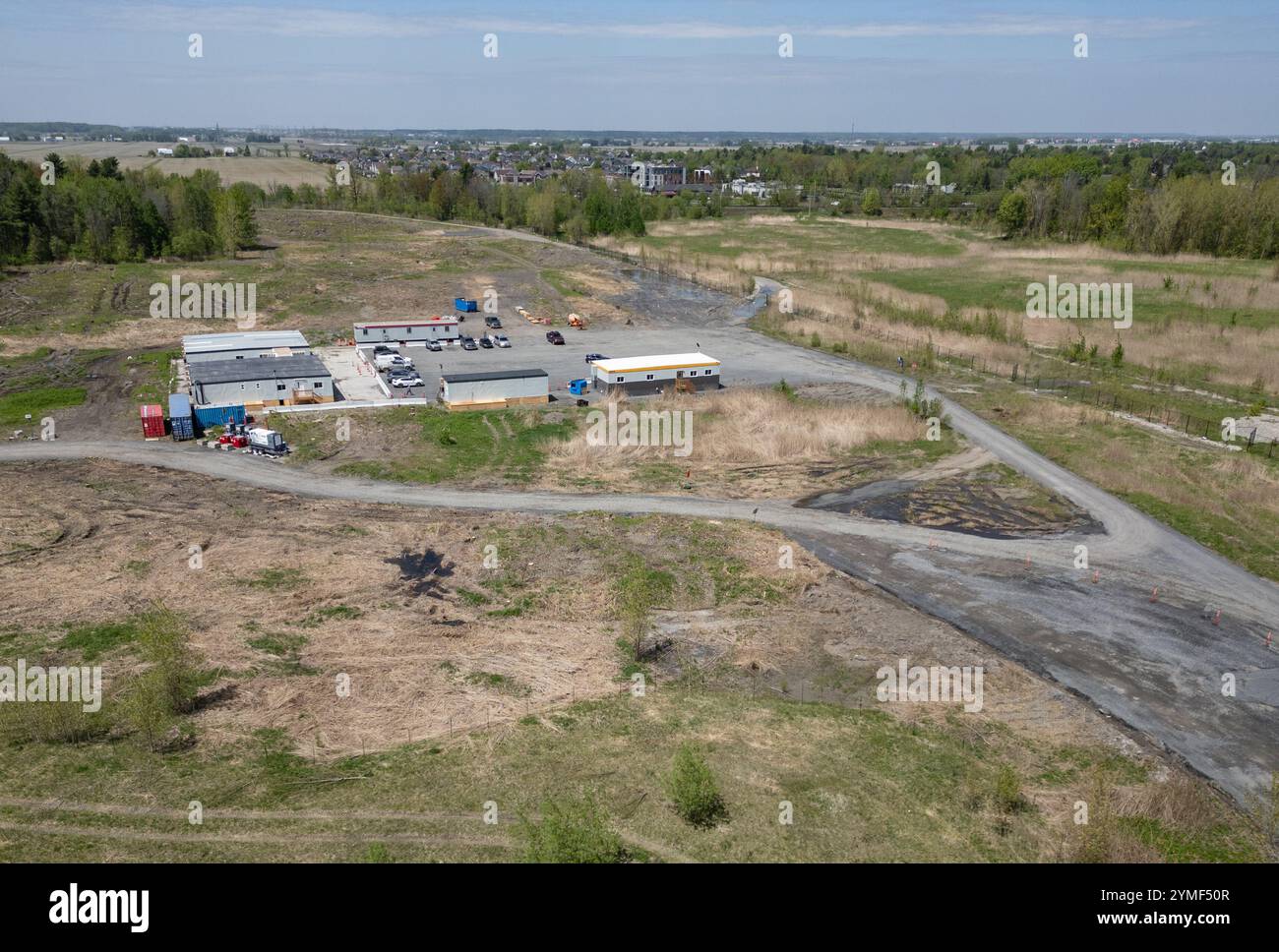 St Basile Le Grand, Canada. 17th May, 2024. An aerial view of the land being developed by ...