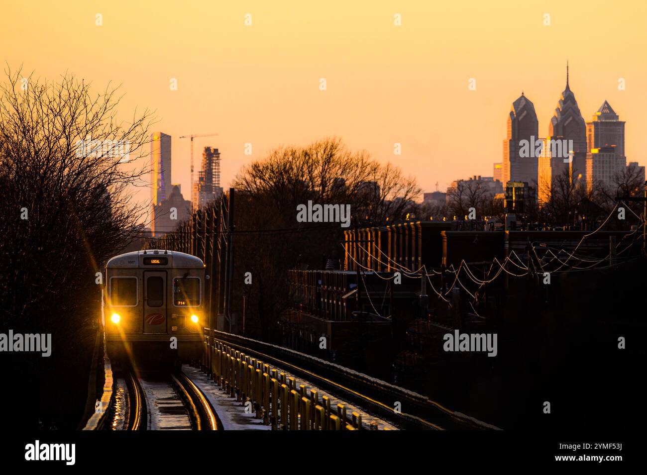 PATCO Train with the Philadelphia Skyline Stock Photo - Alamy
