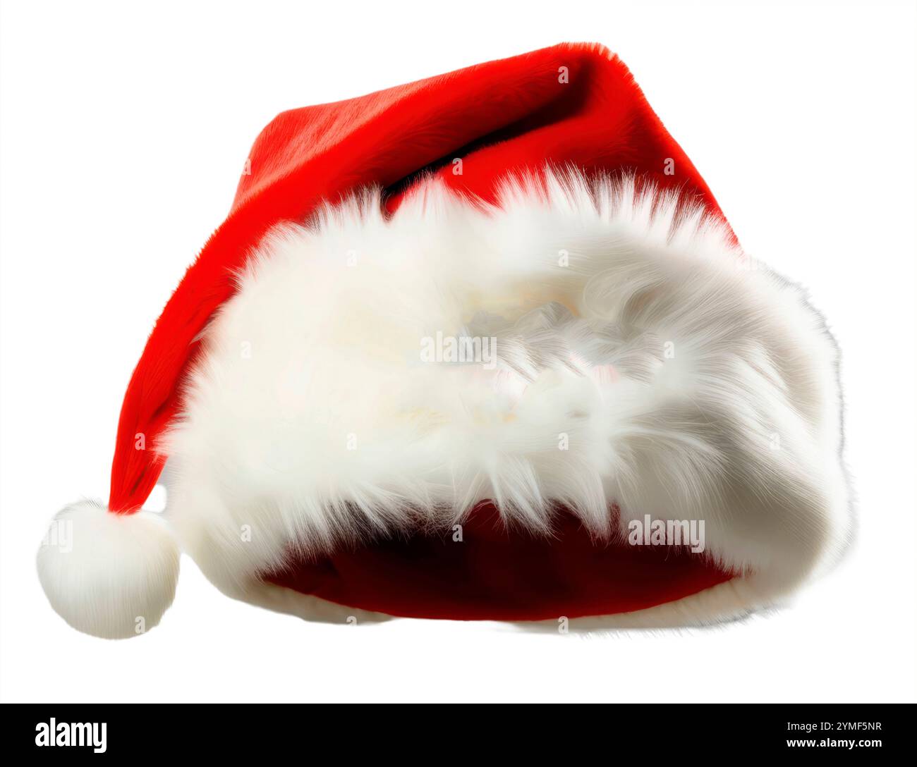 Single Santa Claus's red hat is isolated on a white background Stock ...
