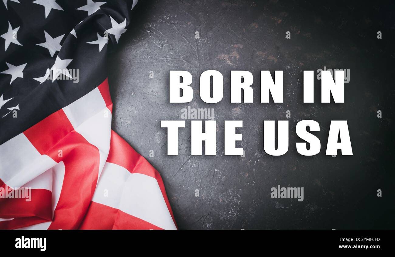 Red and white American flag with the words Born in the USA written ...