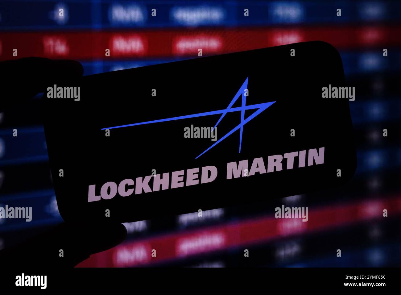 In this photo illustration, the Lockheed Martin company logo is seen ...