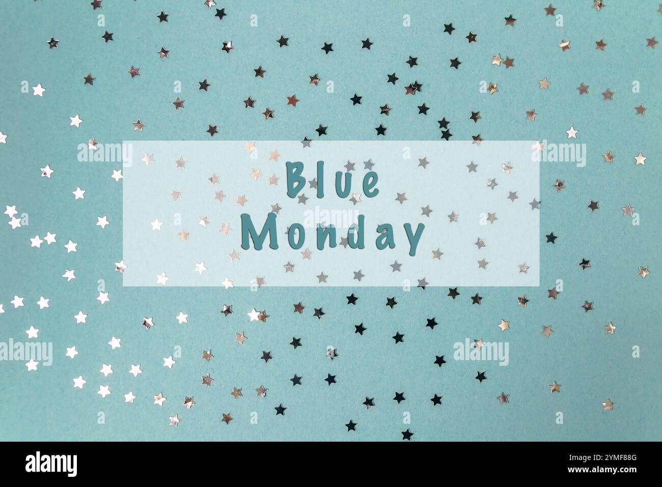 Blue starry background with the words Blue Monday written in white ...