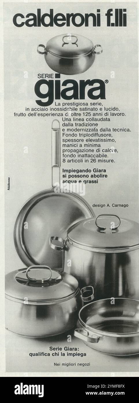 1980 Giara calderoni cookware Italian ad Stock Photo - Alamy