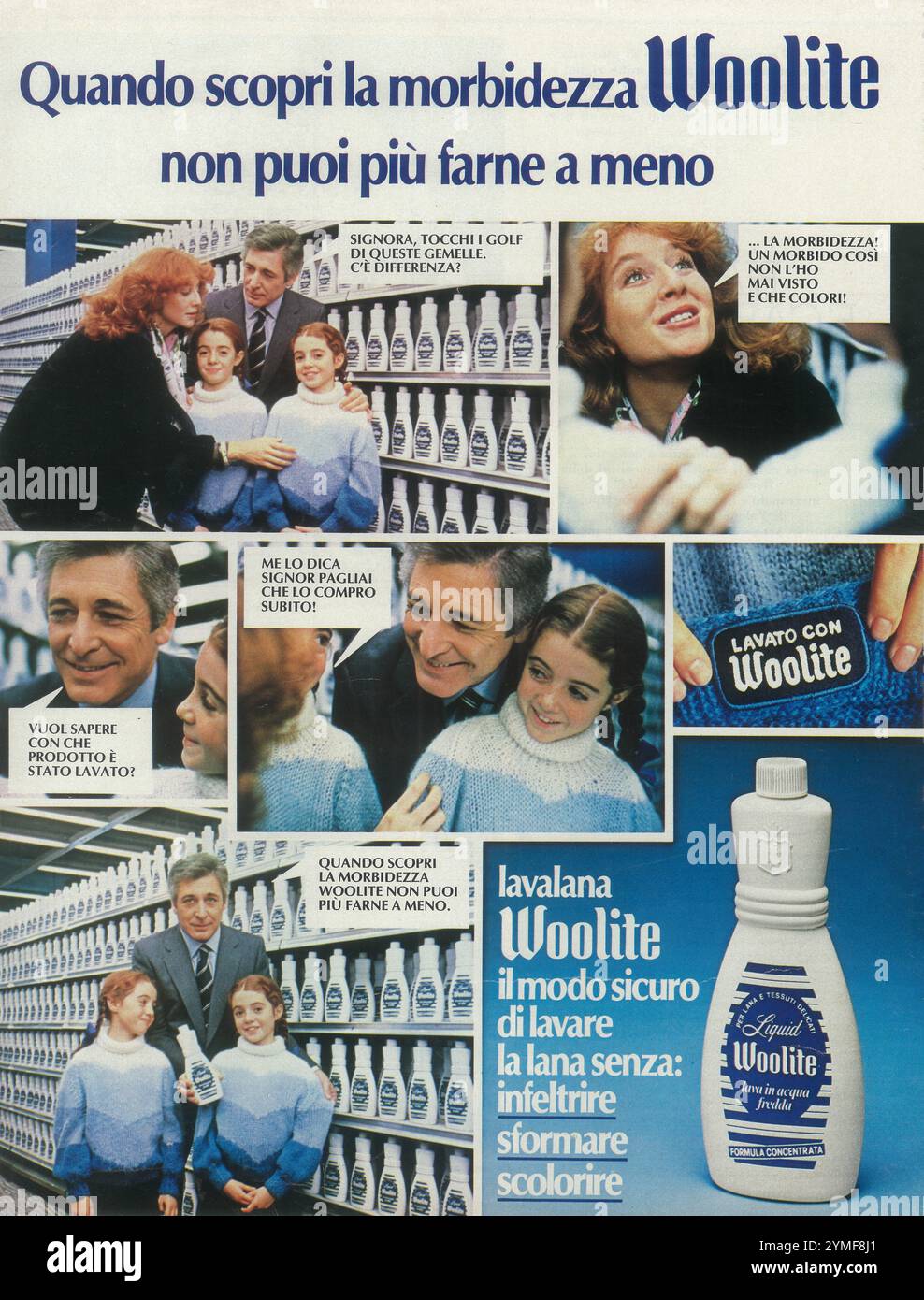 1980 Woolite liquid laundry detergent Italian ad Stock Photo - Alamy