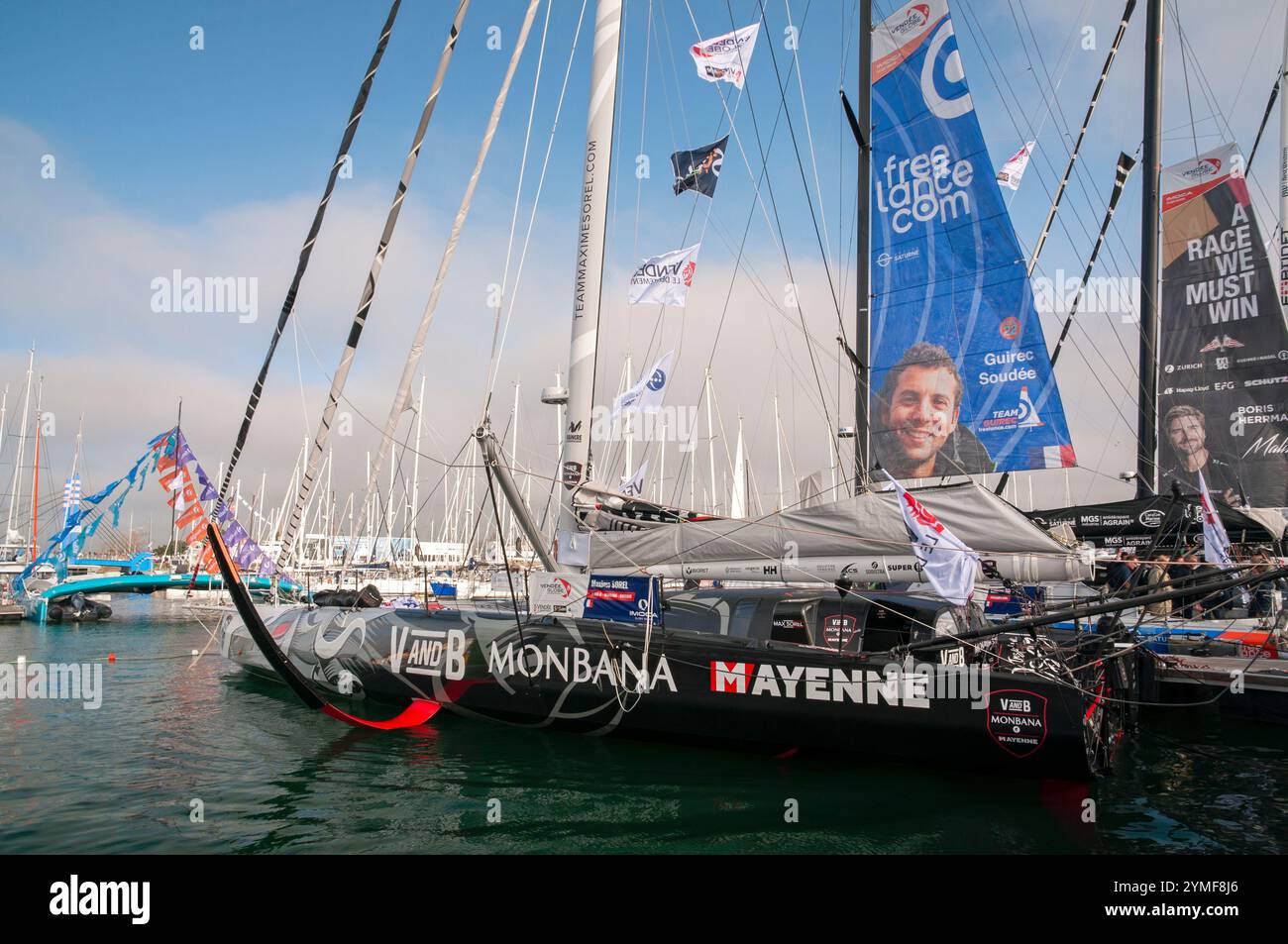 French skipper Guirec Soudee sailing yacht moored in Olona marina ...